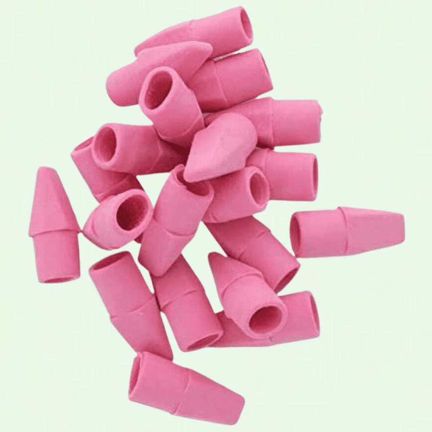 Pink Color Fun Mini Chisel Shaped Eraser Top Cap for Standard Pencil ...