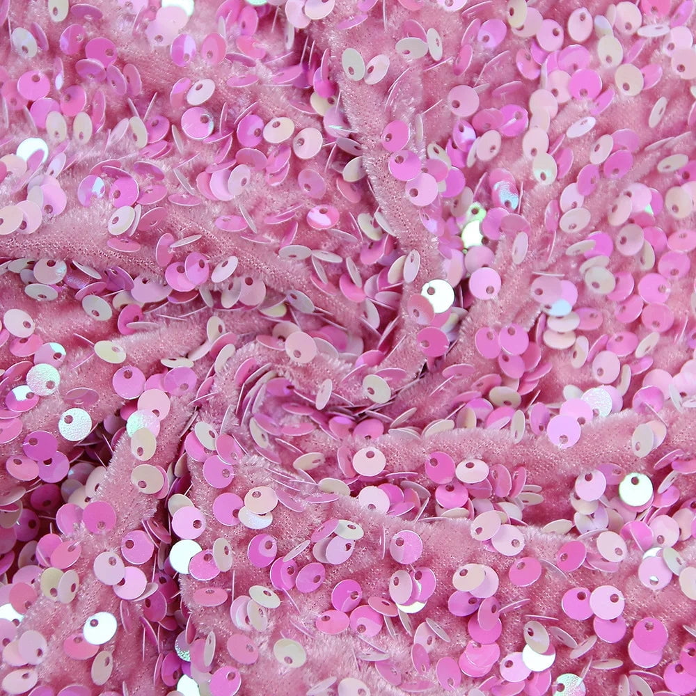 Pink Color Sequins Women Velvet Midi Dress Off Shoulder Strapless Slim ...