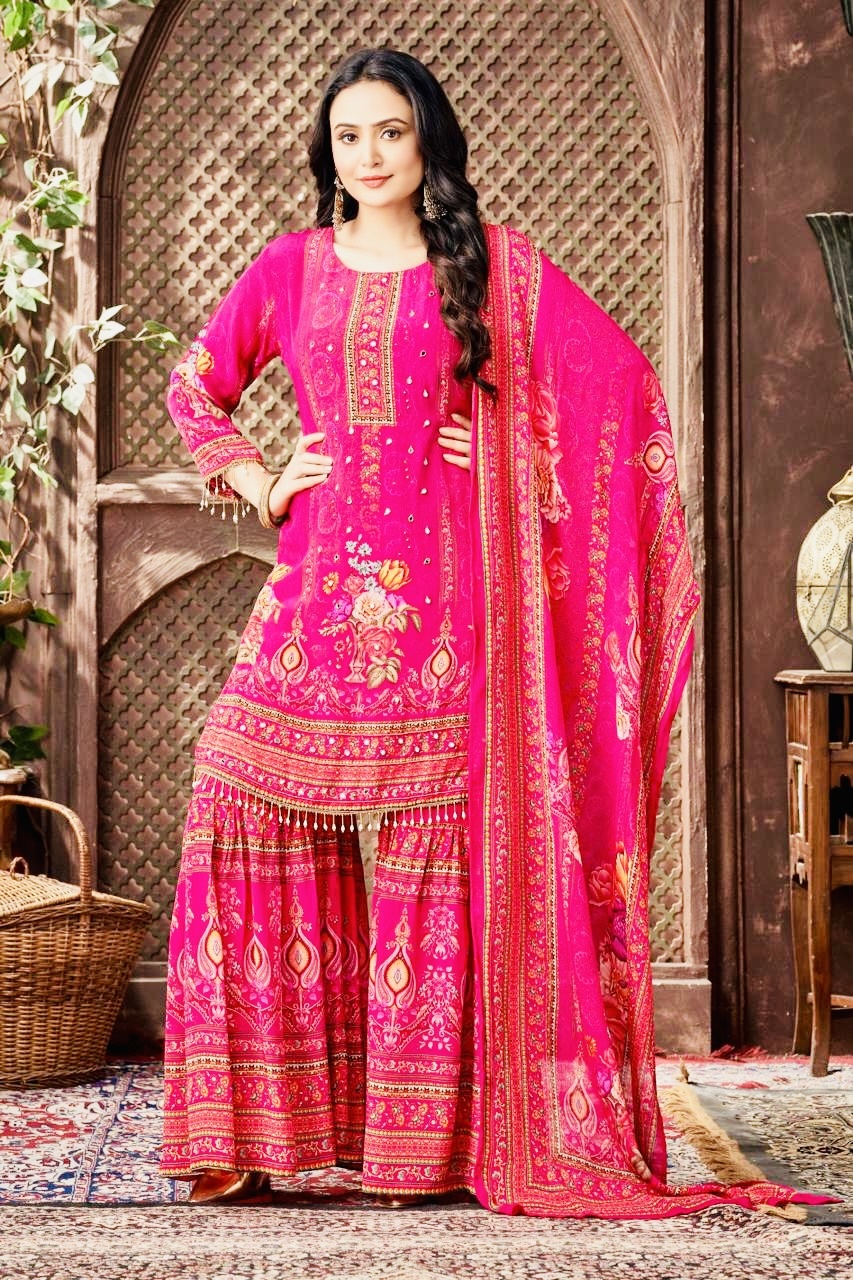 Pink Color Sharara Set - Walmart.com