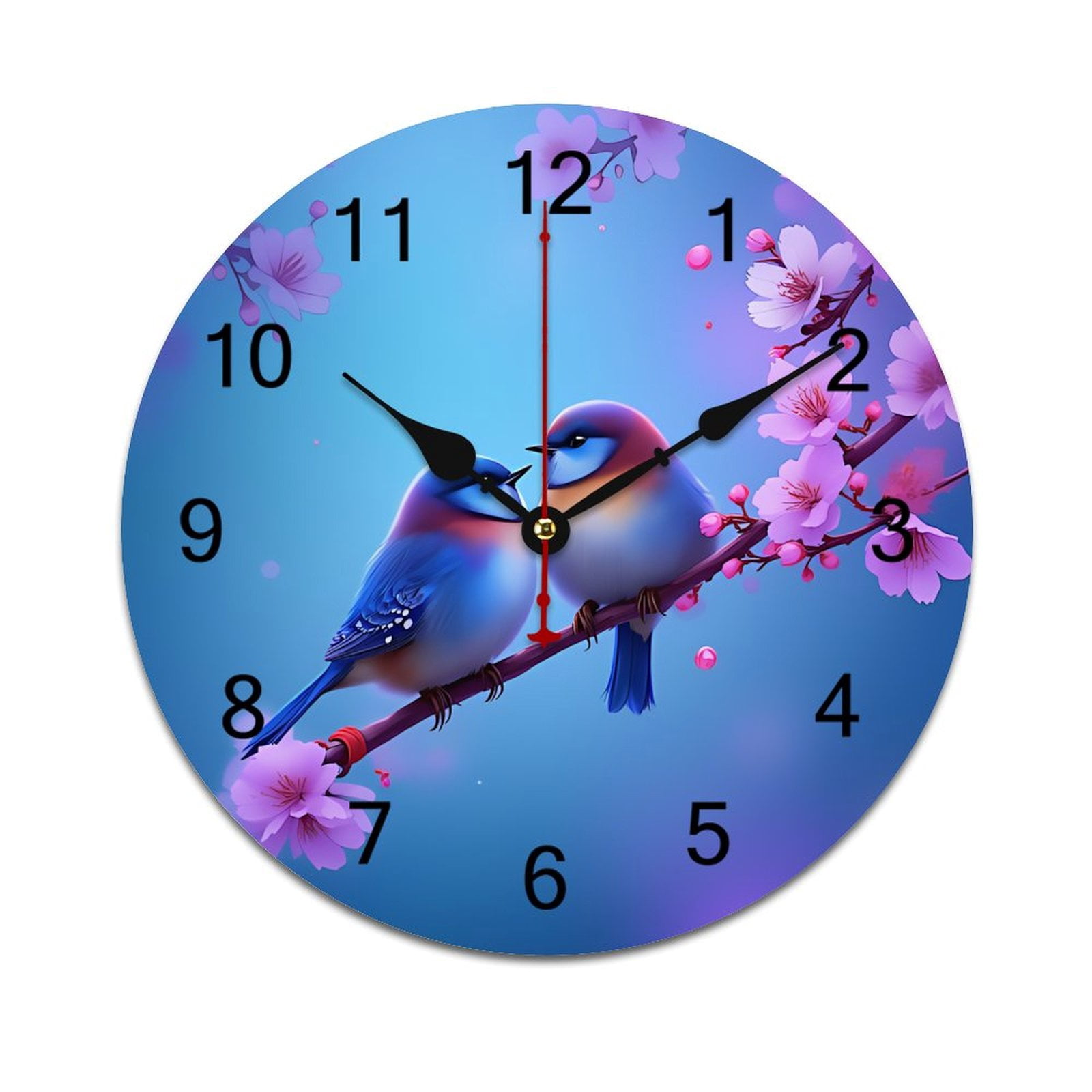 Pink Colorful Birds Flower Word Saying Big Wall Clock Home Decor Art ...