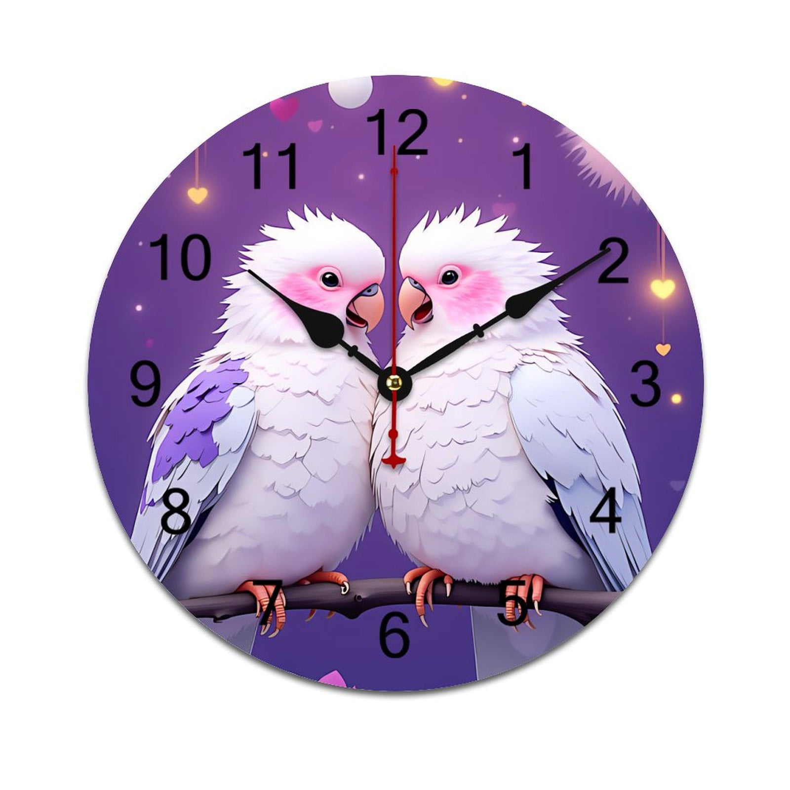 Pink Colorful Birds Flower Word Saying Big Wall Clock Home Decor Art ...