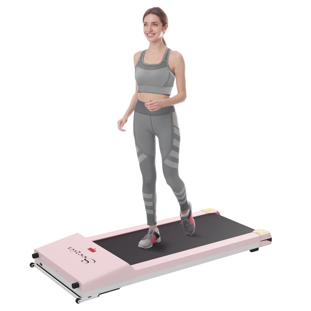 Pink Compact Under Desk Treadmill Remote Control Home Office Fitness ...
