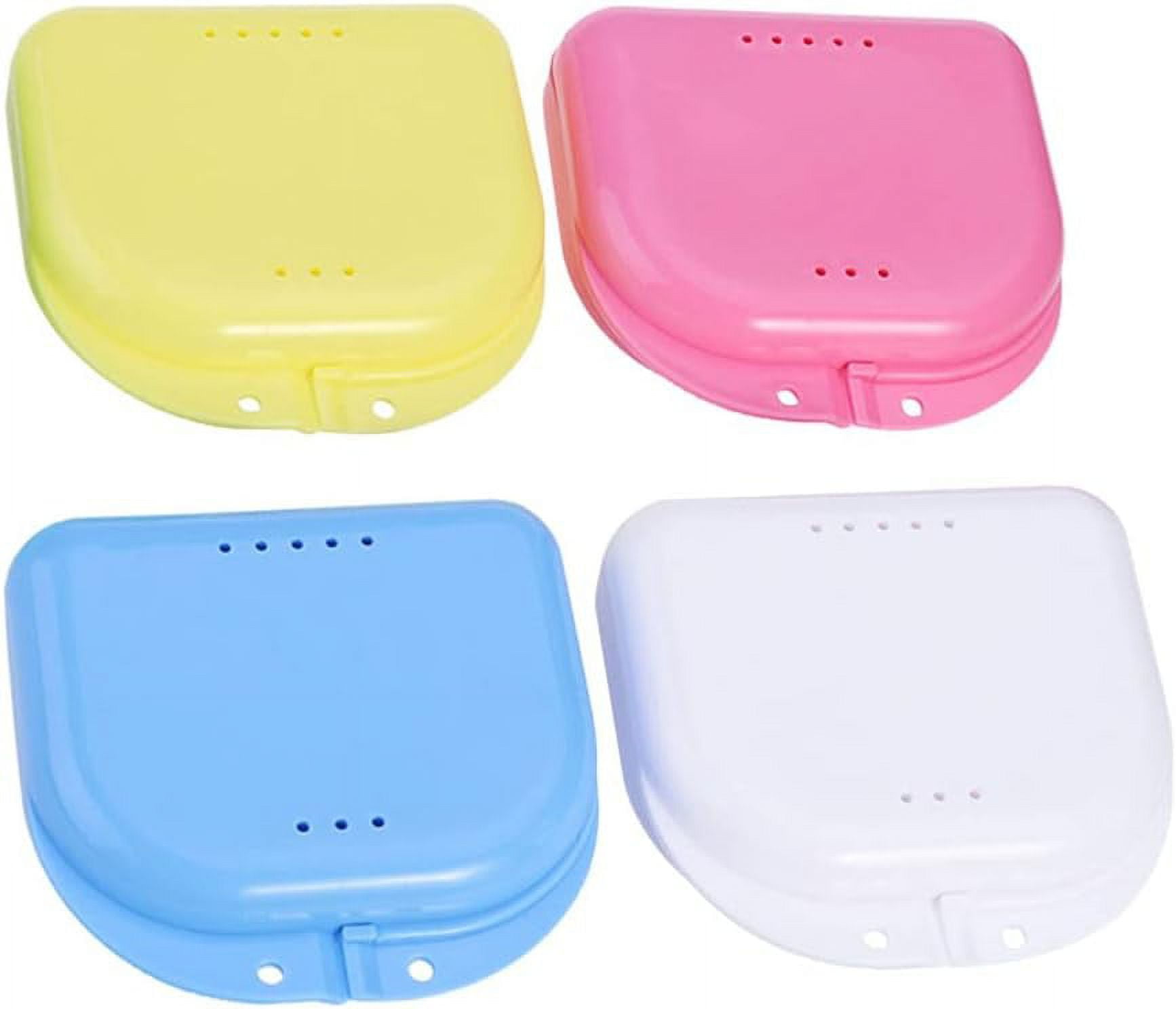 Pink Containers 4 Pcs Visible Retainer Cases Denture Bath Case Cup Box ...