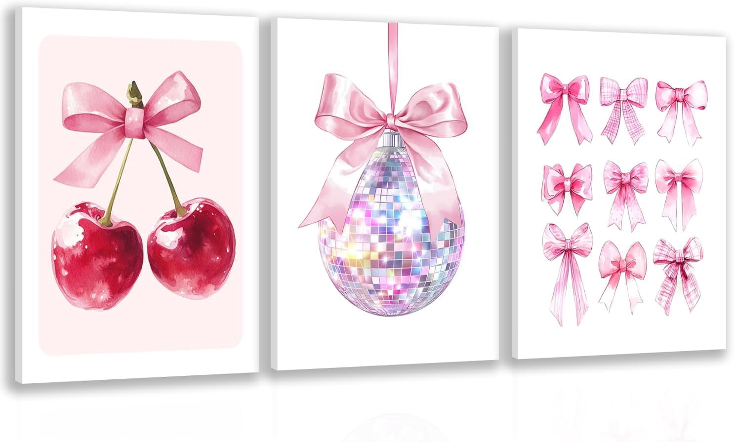 Pink Coquette Bow Trendy Preppy Wall Art Prints Set of 3, Coquette Room ...