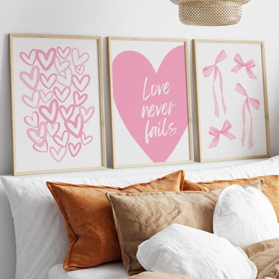 Pink Coquette Christian Wall Art Bible Verse Scripture Print Set 3 ...