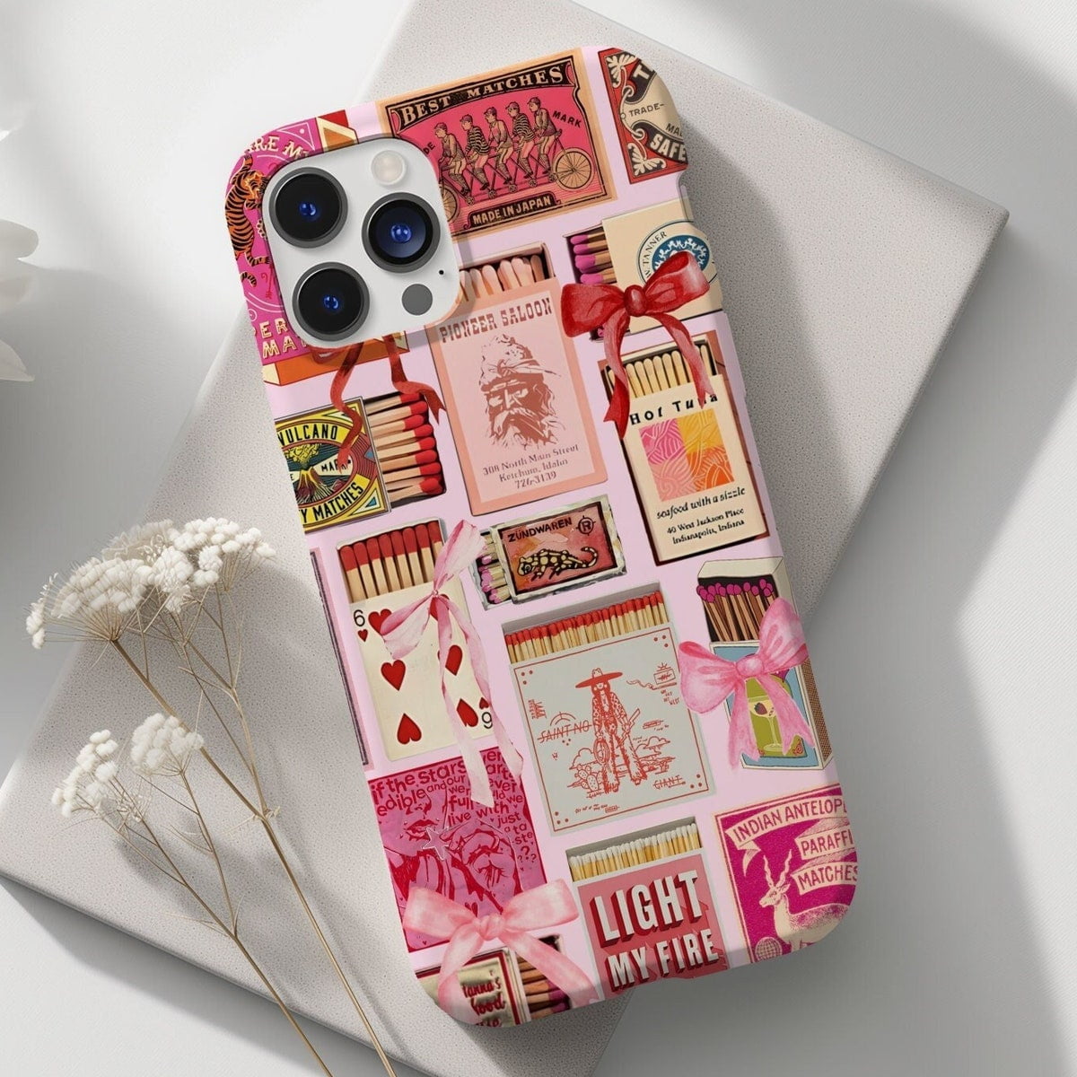 Pink Coquette Vintage Matchbox Collage Phone Case with a Cute Preppy ...