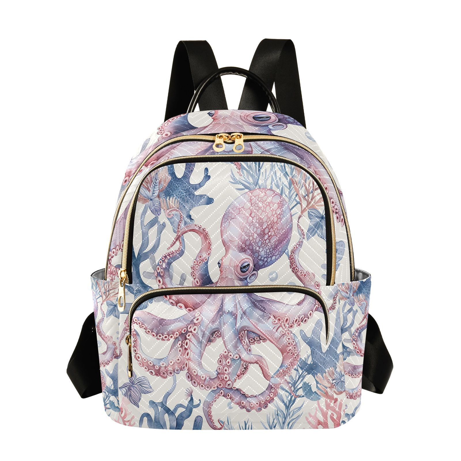 Pink Coral Octopus Travel Laptop Backpack Casual Daypack Lightweight ...