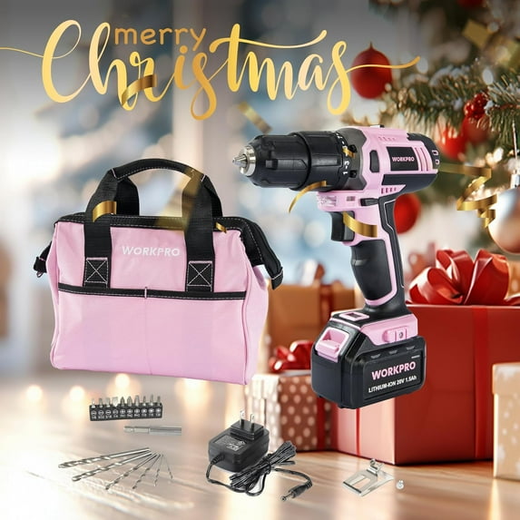 Pink Cordless 20V Lithium-ion Drill Driver Set, 1 Battery, Charger and ...