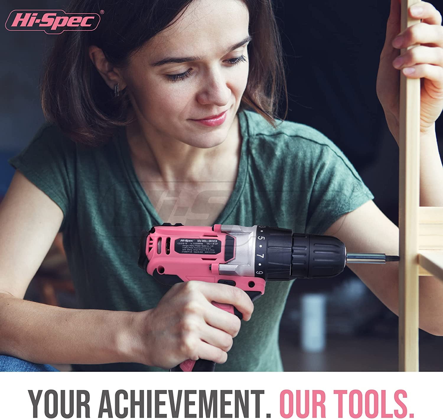 Pink Cordless Drill Set, 18V Electric Drill with Battery And Charger ...