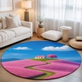 Pink Cottage Round Living Room Rugs 8 ft, Cherry Blossom Tree Pink ...