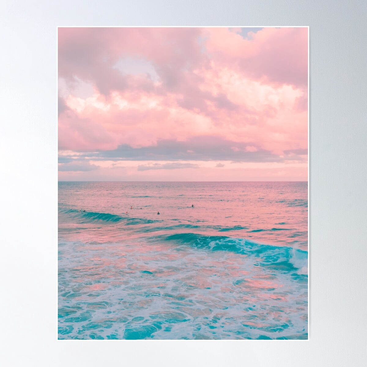 Pink Cotton Candy Ocean Sunset Poster Wall Art, Modern Wall Decor For ...