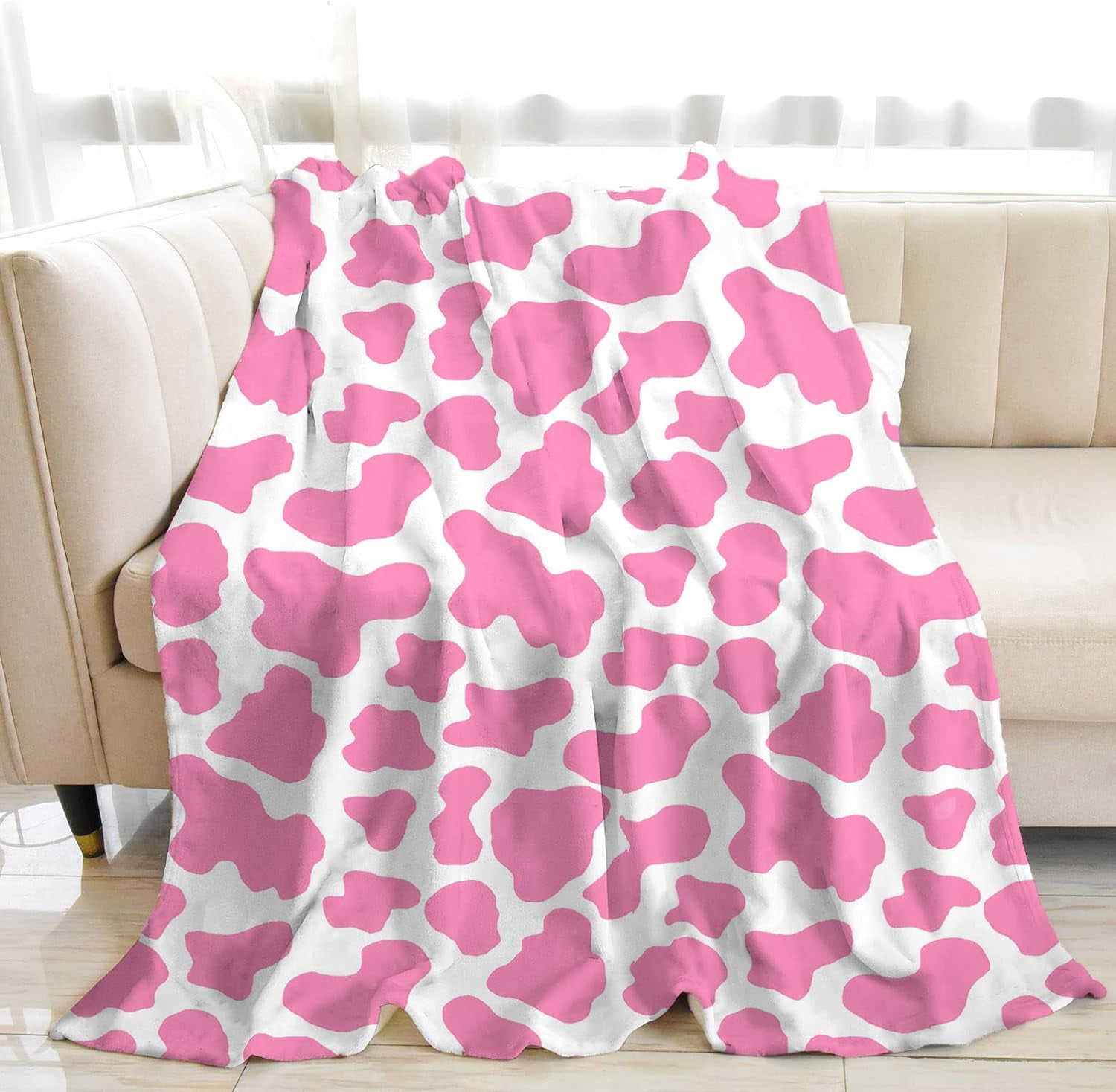 Pink Cow Print Blankets and Throws, Cute Blankets for Teen Girls, Cow ...