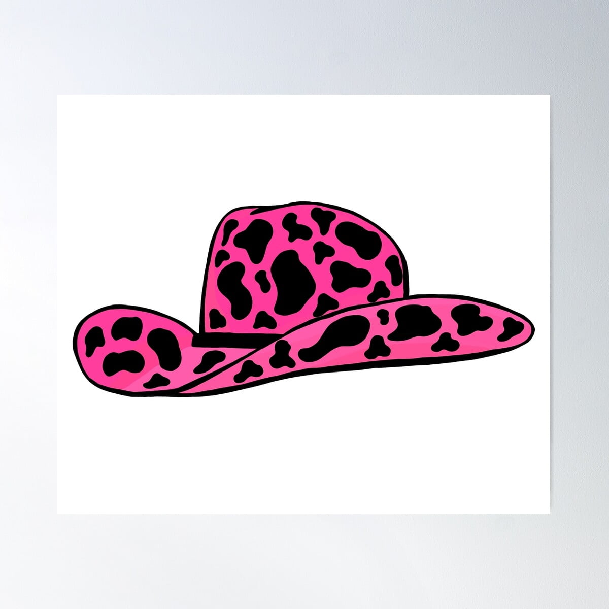Pink Cow Print Cowboy Hat Poster Wall Art, Modern Wall Decor For Living ...