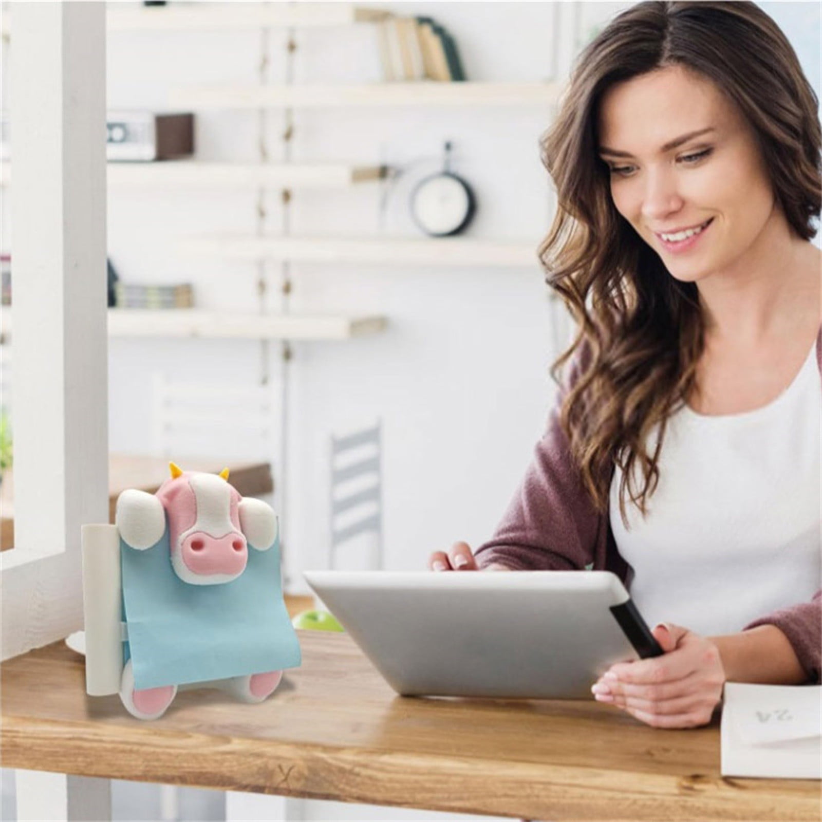 Pink Cow Sticky Note Clip Pop-Up Note Dispenser|Cow Notepad Cow Holder ...