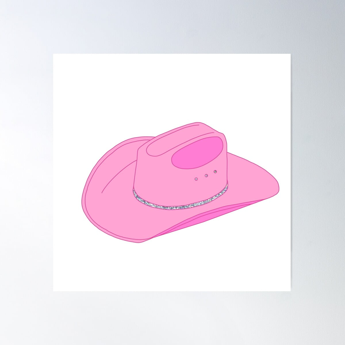 Pink Cowboy Hat Poster Wall Art, Modern Wall Decor For Living Room ...