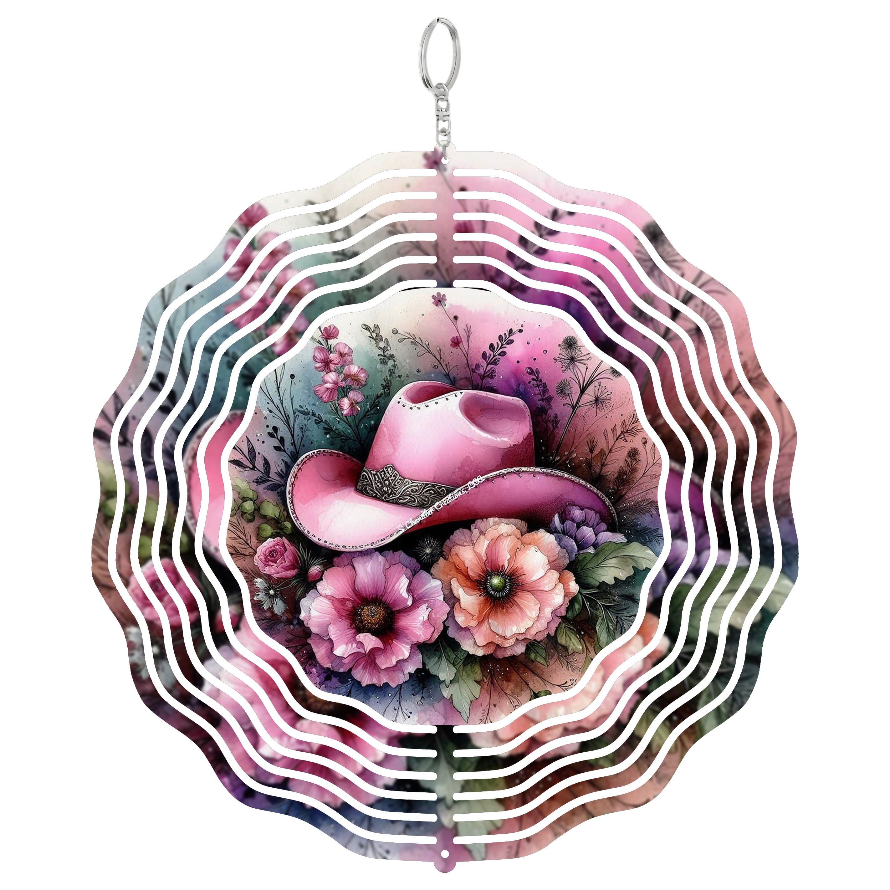 Pink Cowboy Hat Western 3D Wind Spinner Cowgirl Country Style Hanging ...