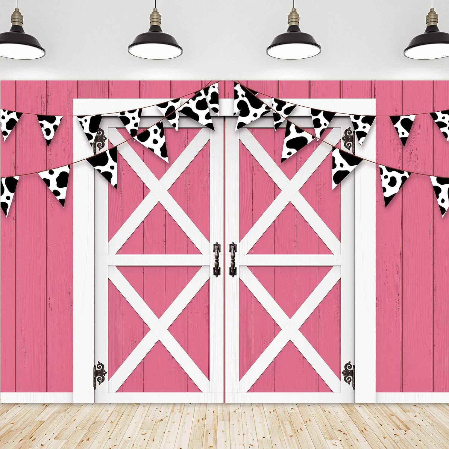 Pink Cowgirl Backdrop Polyester Fabric Western Barn Door Vintage Cow ...