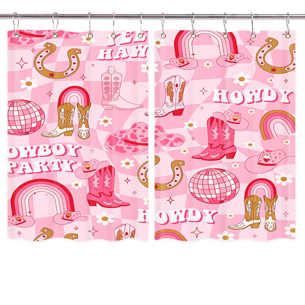 Pink Cowgirl Small Dorm Window Curtain,Western Modern Preppy Cute ...