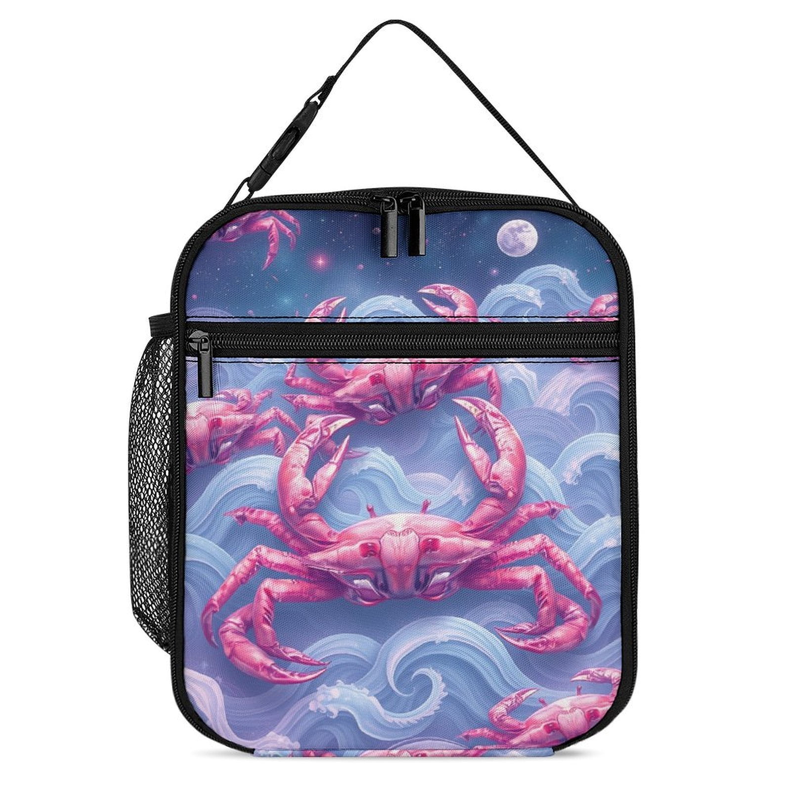 Pink Crabs Cosmic Waves Lunch Box Food Bag for Work Office Outdoor ...