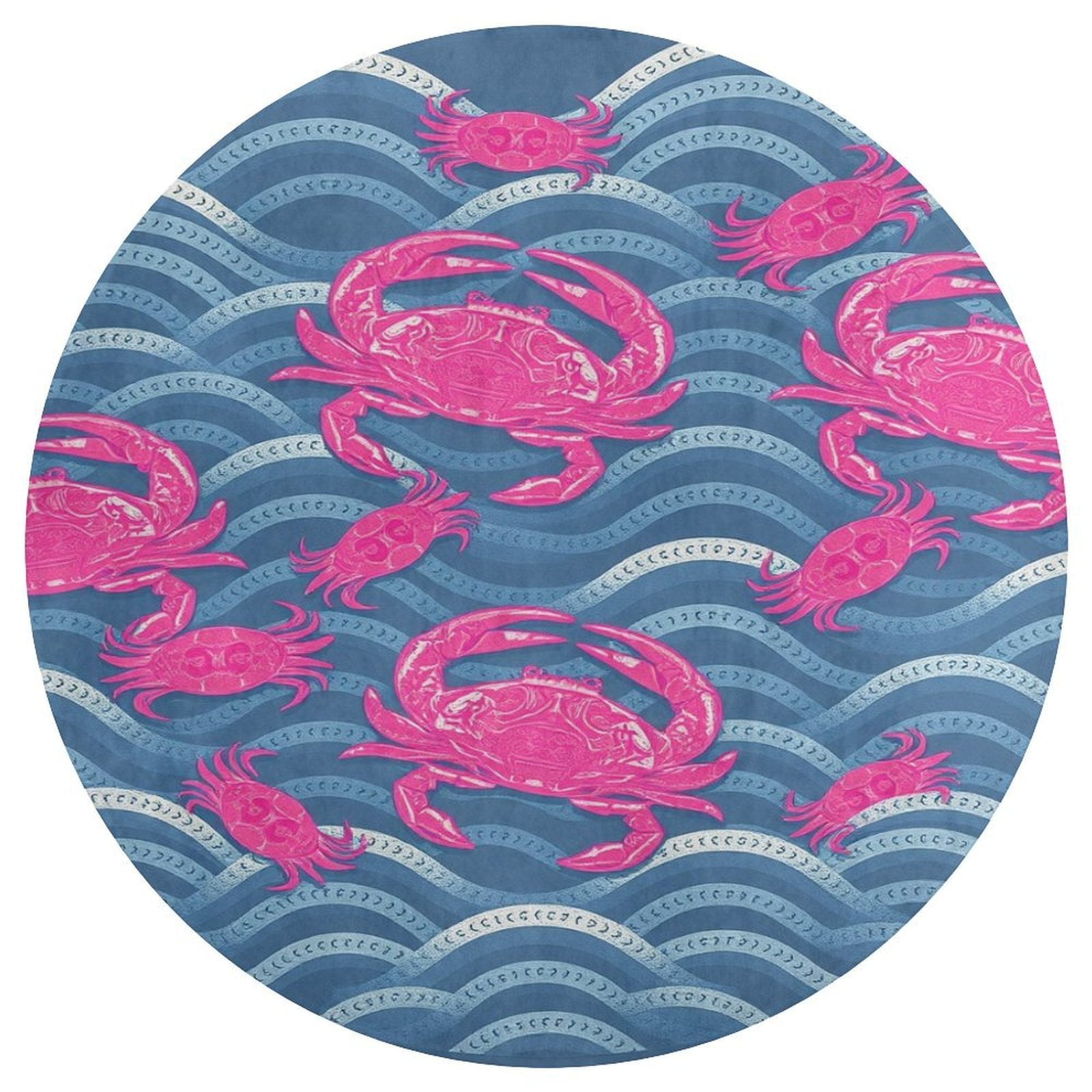 Pink Crabs Ocean Waves Round Carpets Living Room Sofa Coffee Table Rug Ins Style Bedroom Carpet ...
