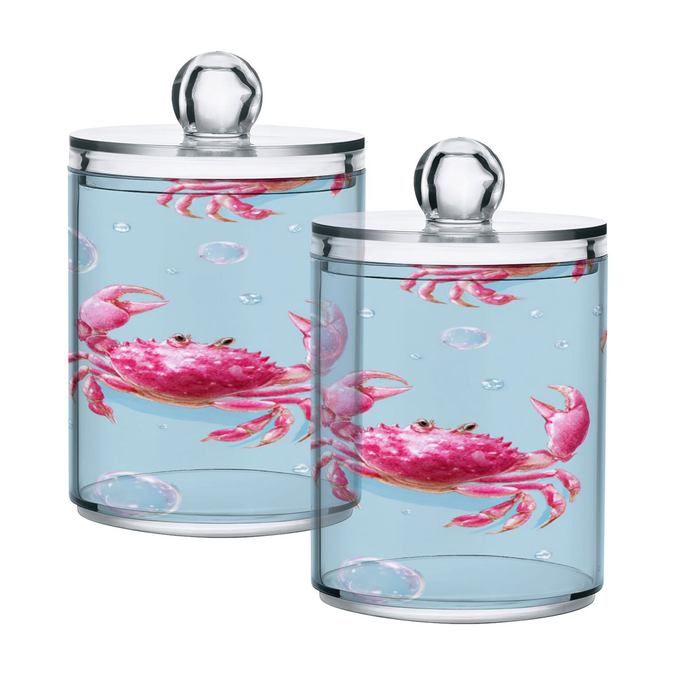 Pink Crabs Watercolor Bubbles Translucent Plastic Cans Storage ...