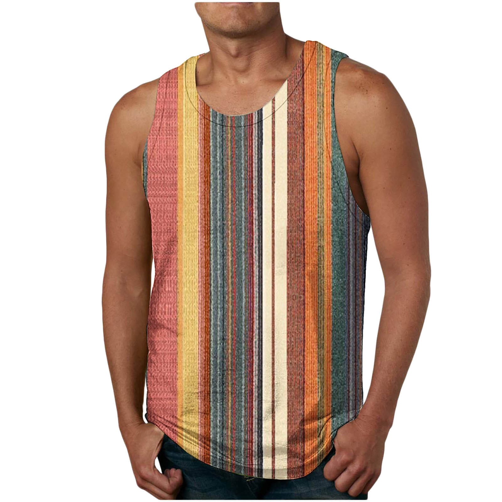 Pink Crewneck Vests for Mens Fall Summer Sleeveless Loose Fit Work Out ...