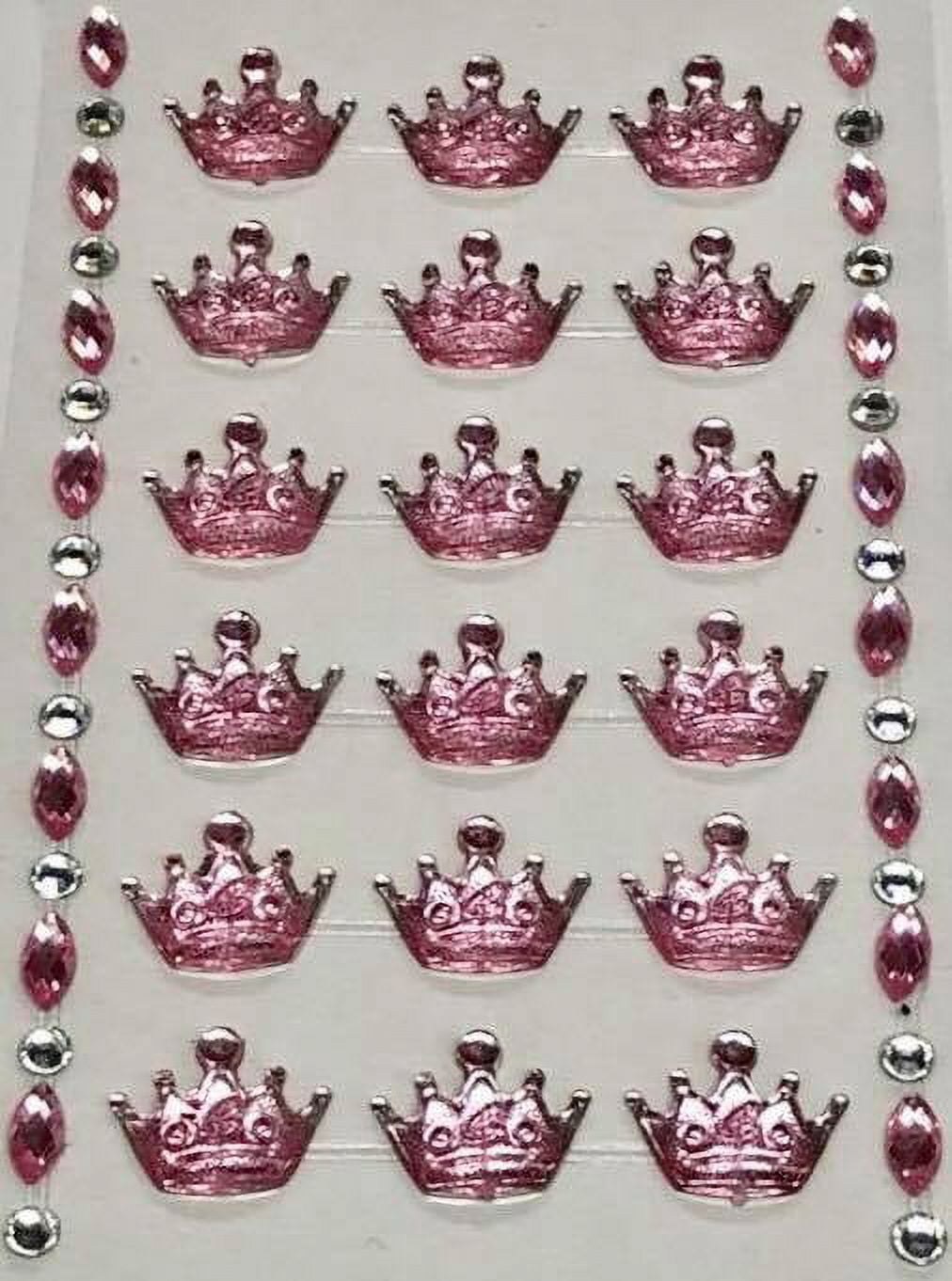 Pink Crown Princess Sticker Charms 3D Baby Shower or Birthday Self ...