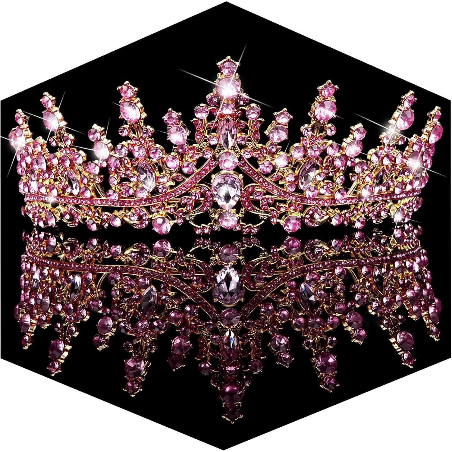 Pink Crown for Women Crystal Queen Crown Princess Tiara, coronas para ...
