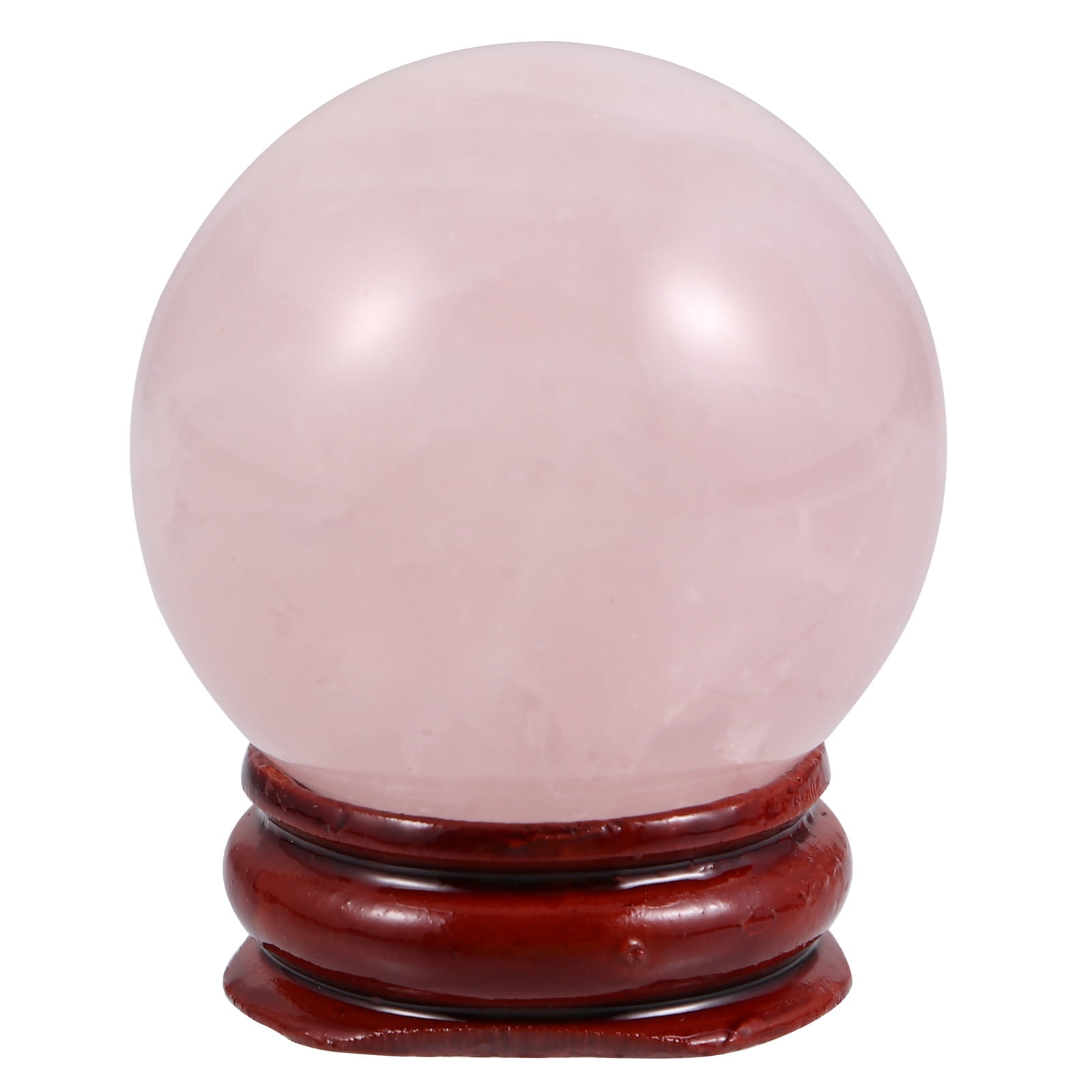 Pink Crystal Ball Adornment with Wood Stand Rose Quartz Crystal Ball ...