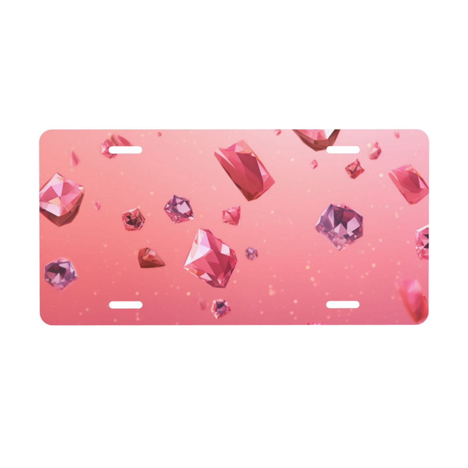 Pink Crystal Falling License Plate 6" x 12" Decorative Metal Car Front ...