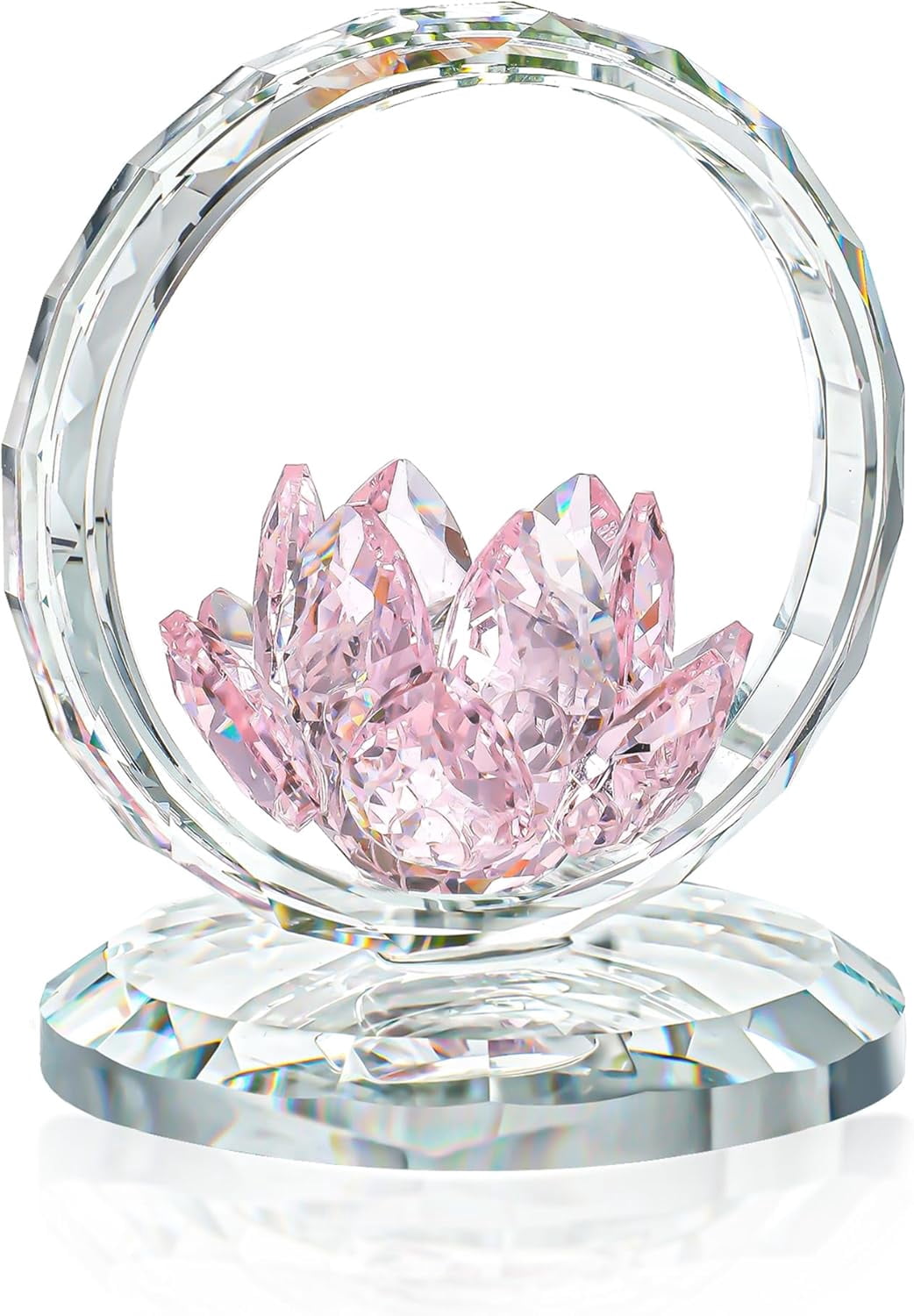 Pink Crystal Lotus Flower Basket Figurine Crystal Lotus Figurine ...