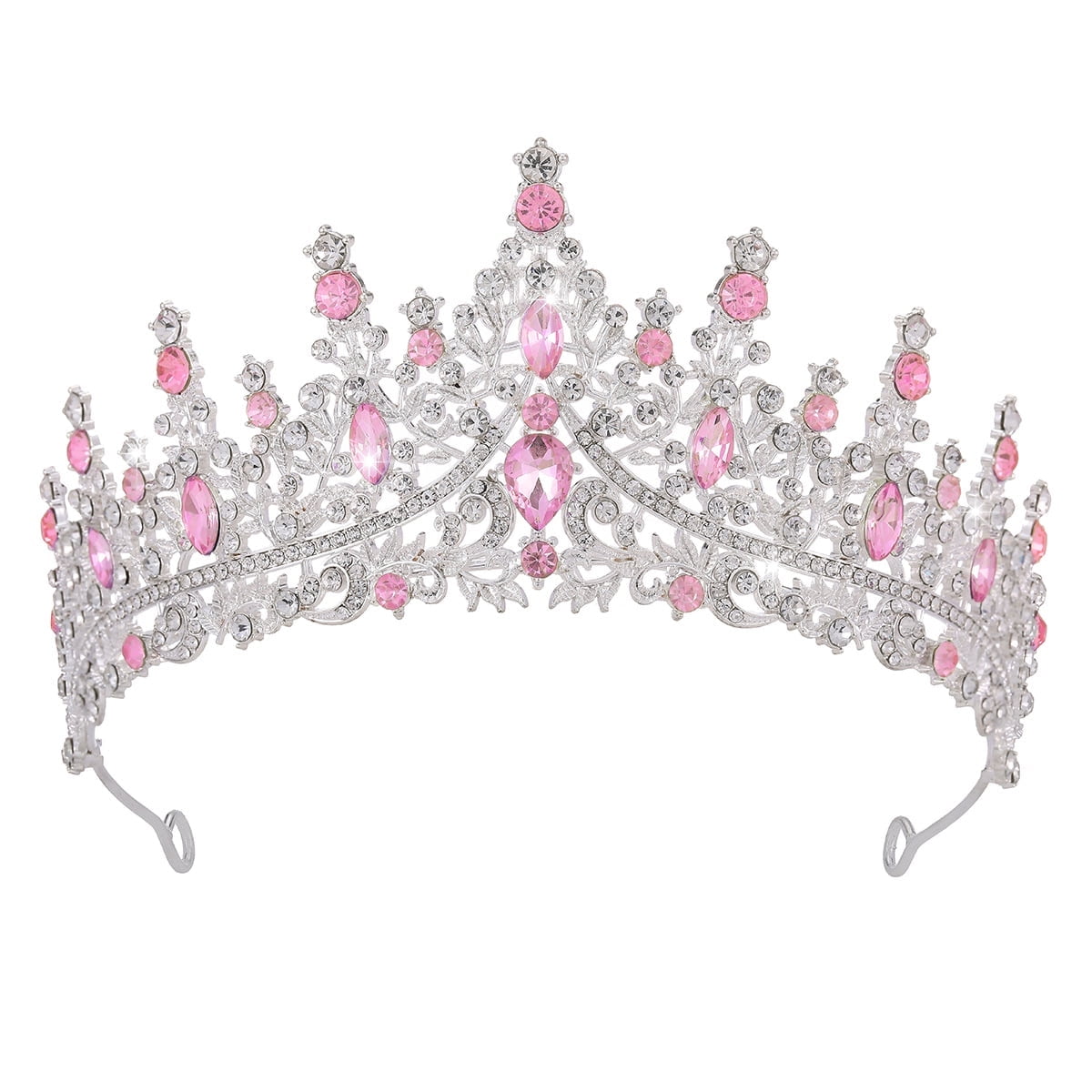 Daofin Pink Crystal Princess Crown, Rhinestones Tiara for Women, Girls ...