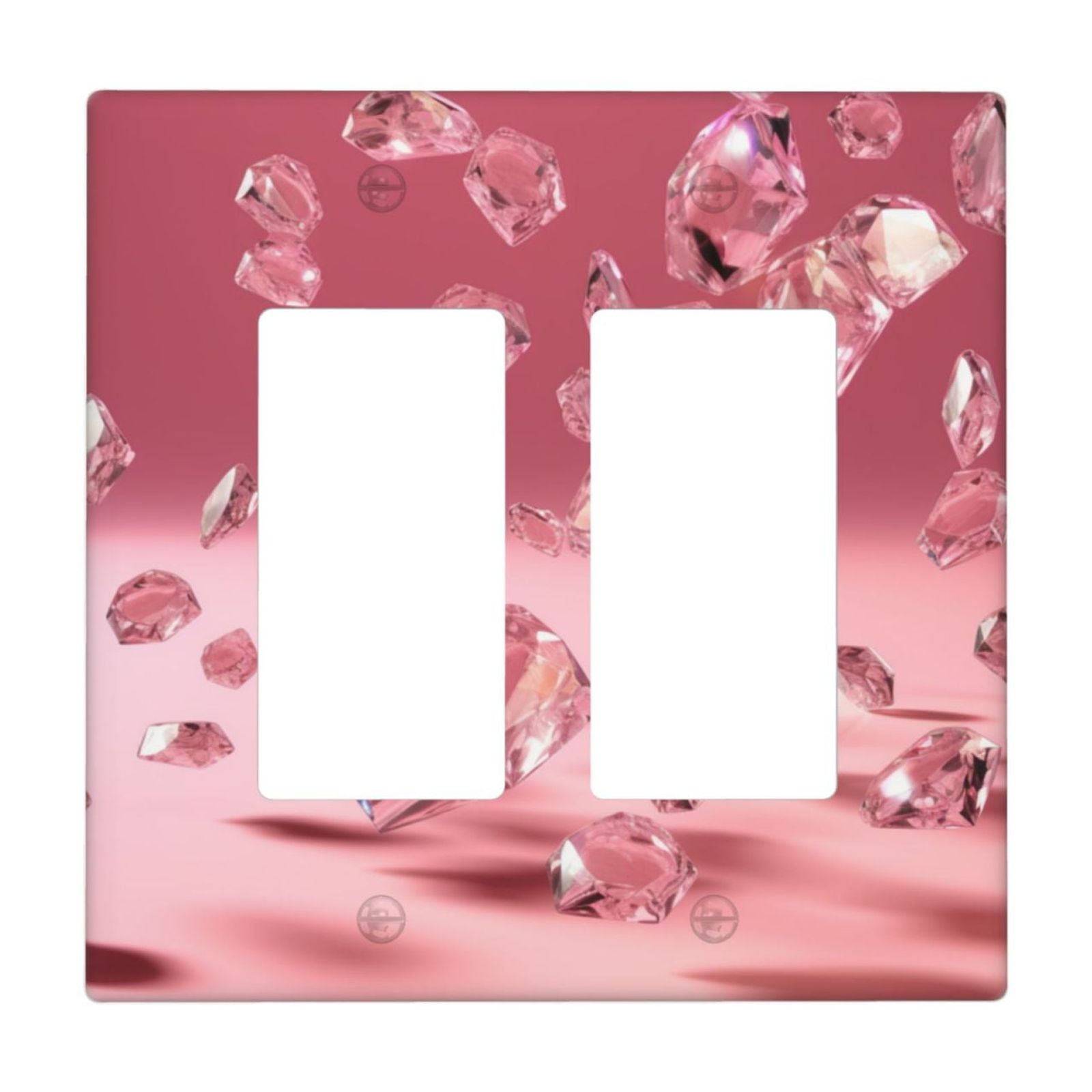 Pink Crystals Switch Cover Decorative Wall Plate / 2-Gang / Mid-Size ...