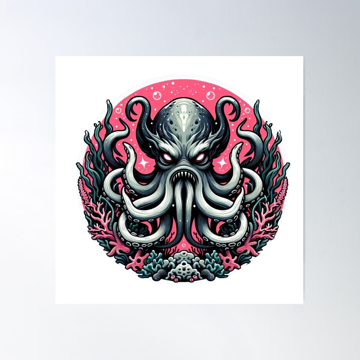 Pink Cthulhu | Vibrant Sea Monster Art For Lovecraft Fans Poster Wall ...