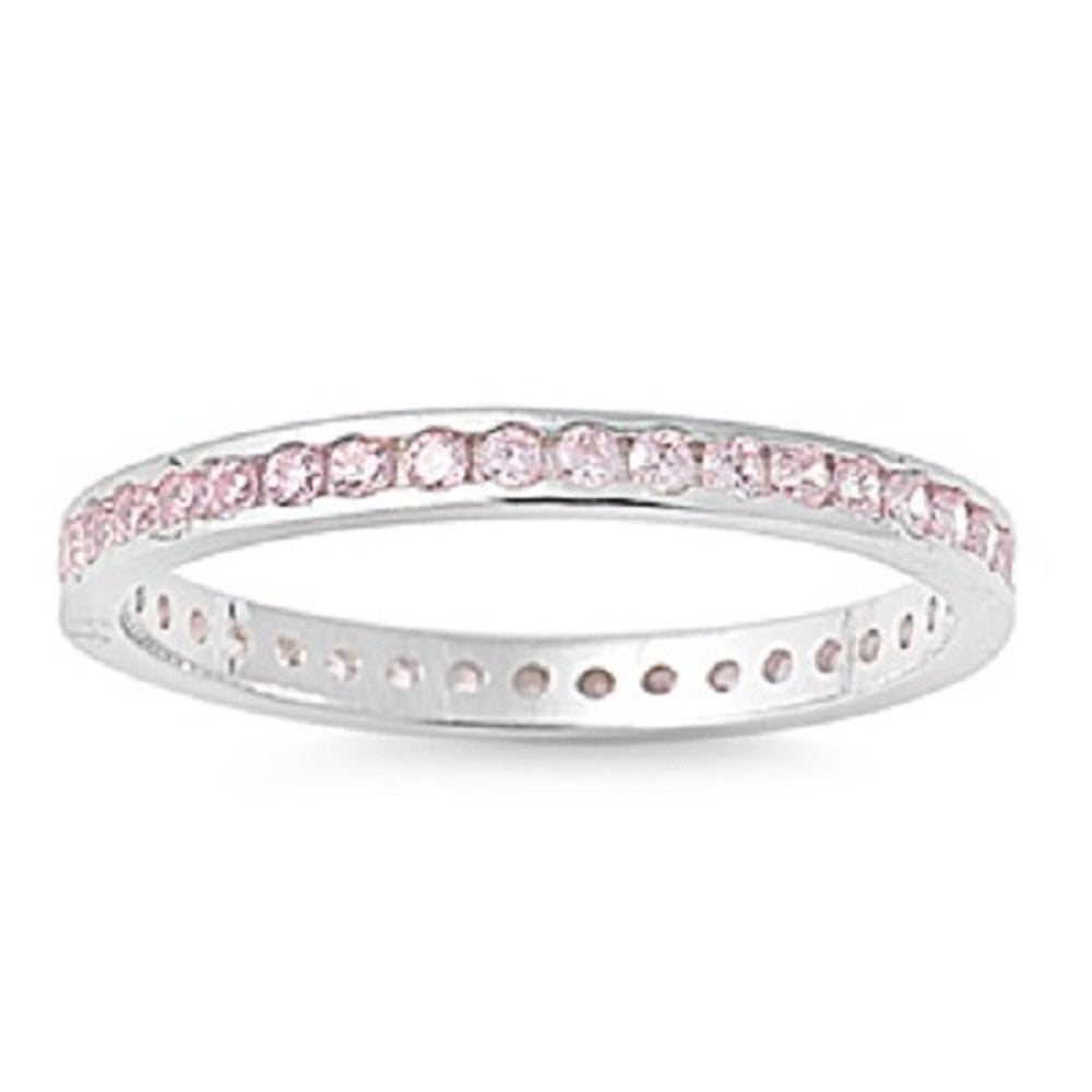 Pink Cubic Zirconia Eternity Ring Sterling Silver Size 8 - Walmart.com