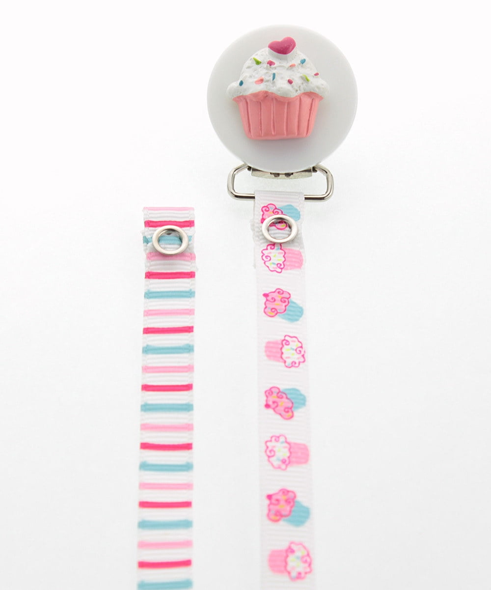 Pink Cupcake Pacifier Clip With Two Interchangeable Ribbons - Walmart.com