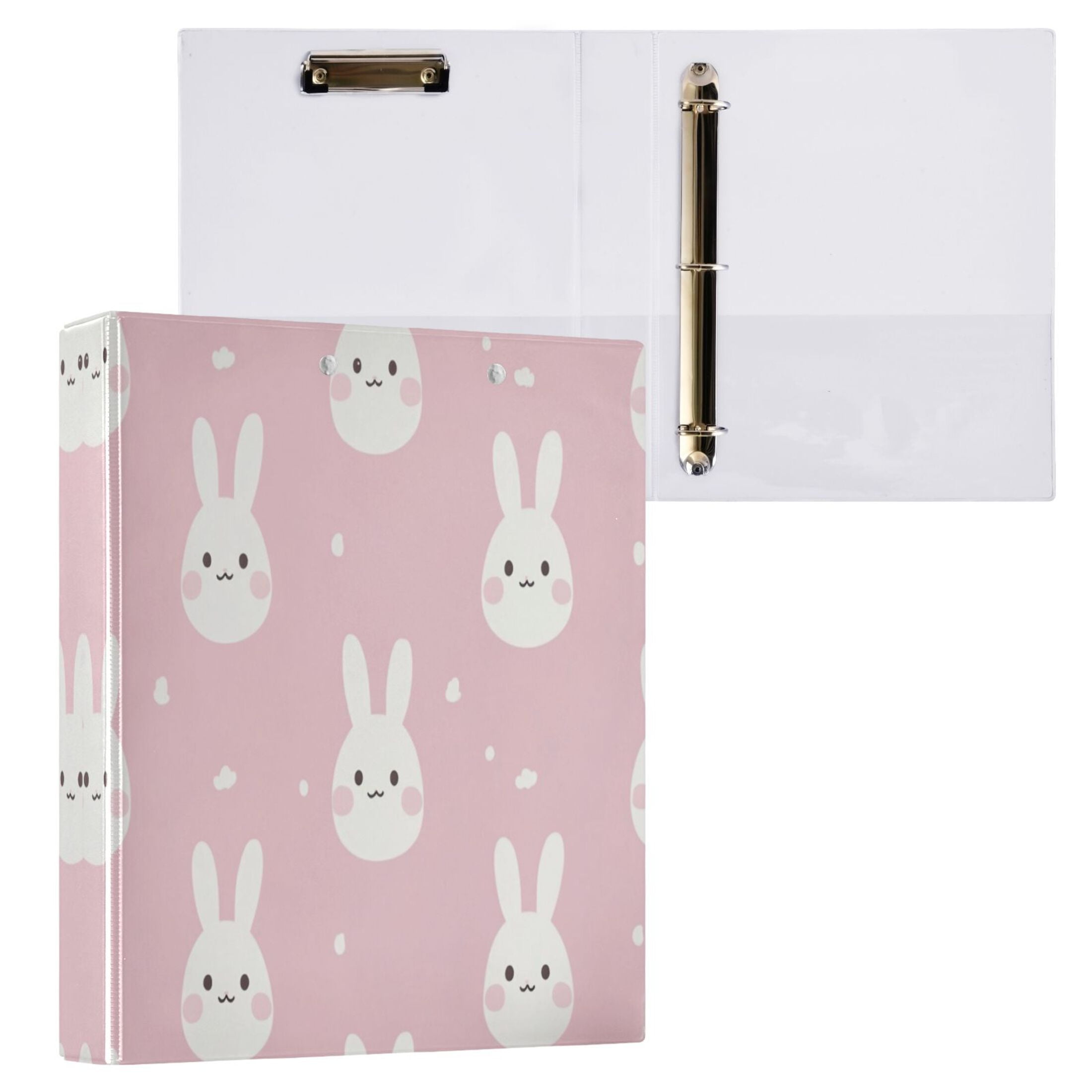Pink Cute Bunnies 3 Ring Hardcover Binders 1.5in Round Rings for Letter ...