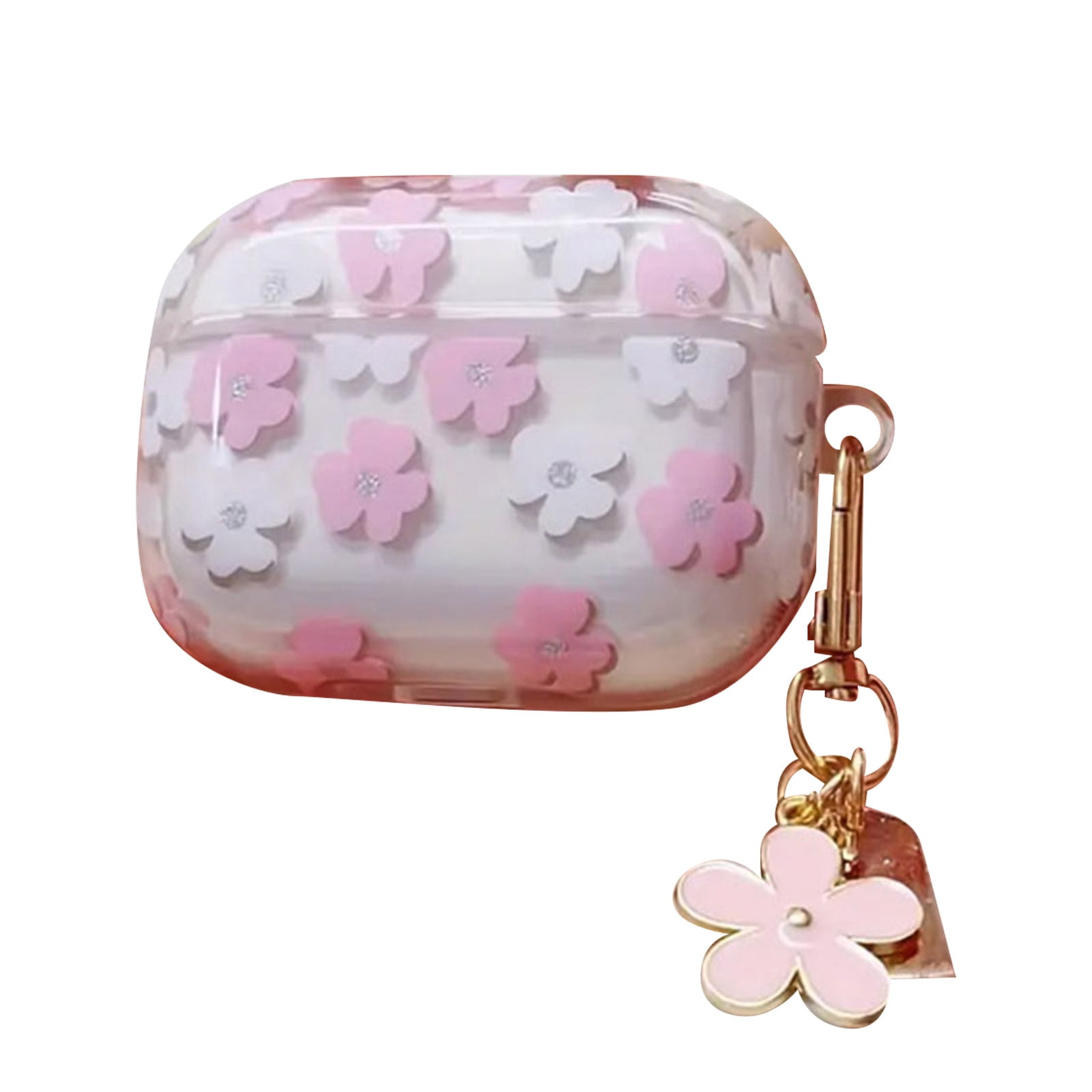 Pink Cute Cartoon Flower Pattern Soft TPU Case with Floral Keychain for ...