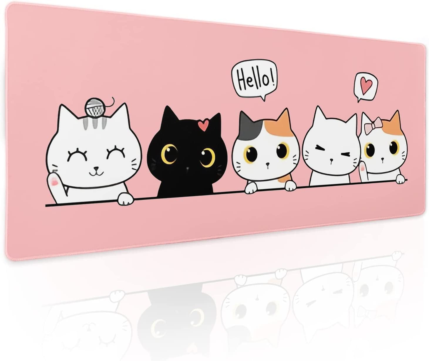 Pink Cute Cat Gaming Mouse Pad XL Kawaii Kittens Anime Extended Big ...