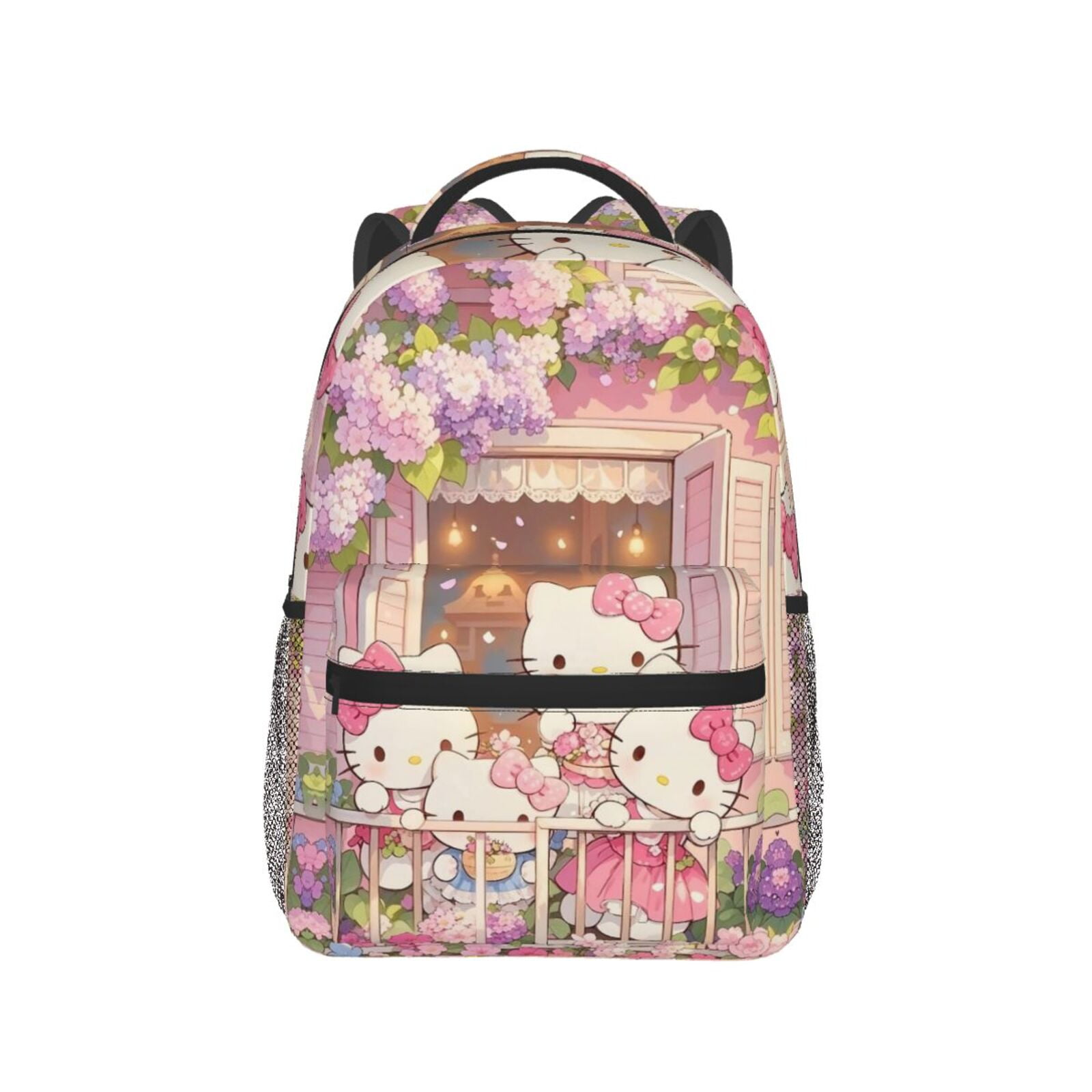 Pink Cute Hello Kitty Wallpaper Backpack,Travel Backpack,Fabric & PVC ...