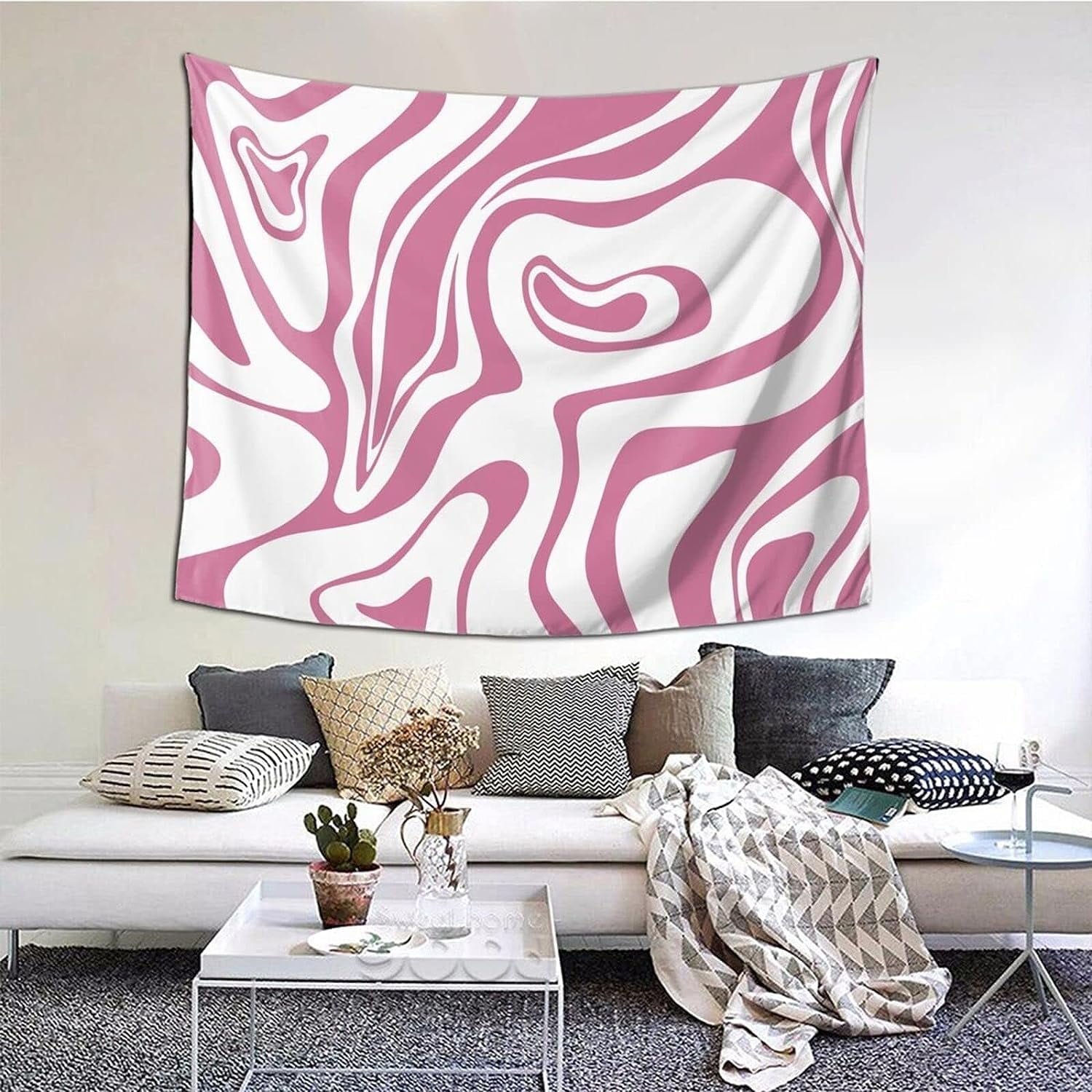 Pink Cute Tapestry Wall Hanging Kawaii Aesthetic Preppy Room Decor Teen ...