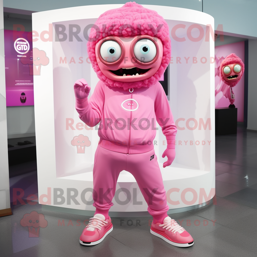 Pink Cyclops REDBROKOLY mascot costume character dressed with a Joggers ...