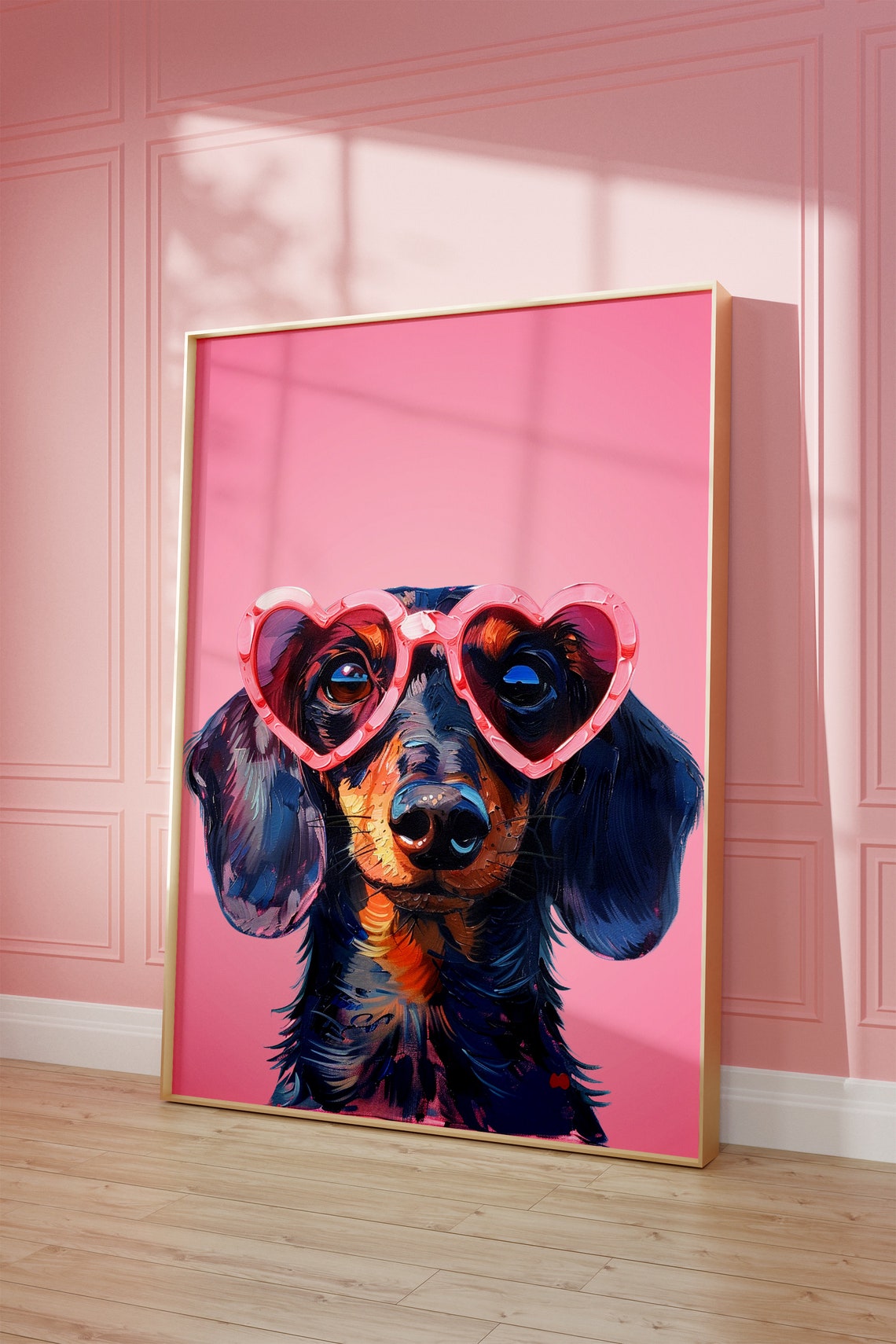 Pink Dachshund Print, Funky Poster, Preppy Art, Dachshund, Dog, Cute ...