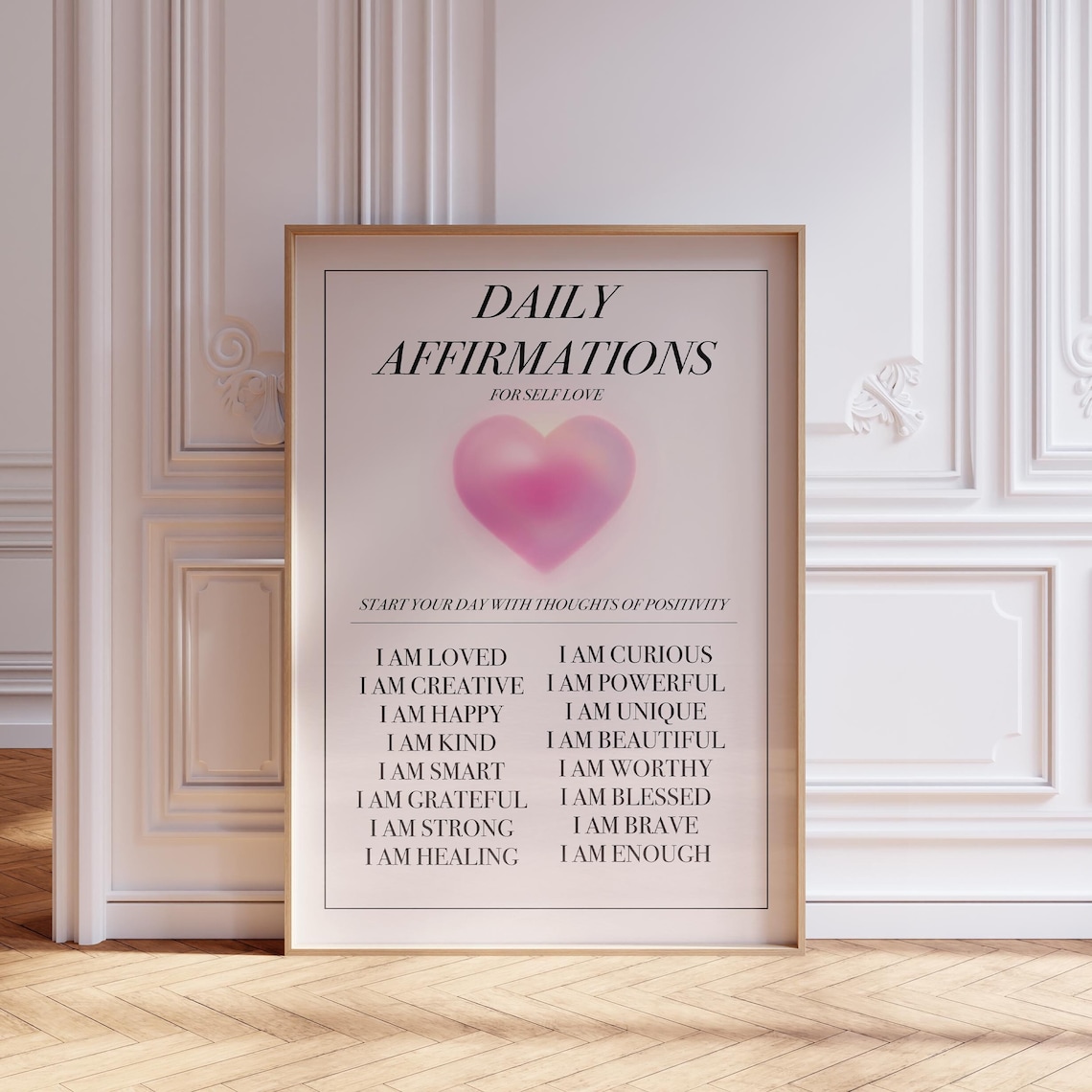 Pink Daily Affirmation Print Self Love Daily Affirmation Wall Art I Am ...