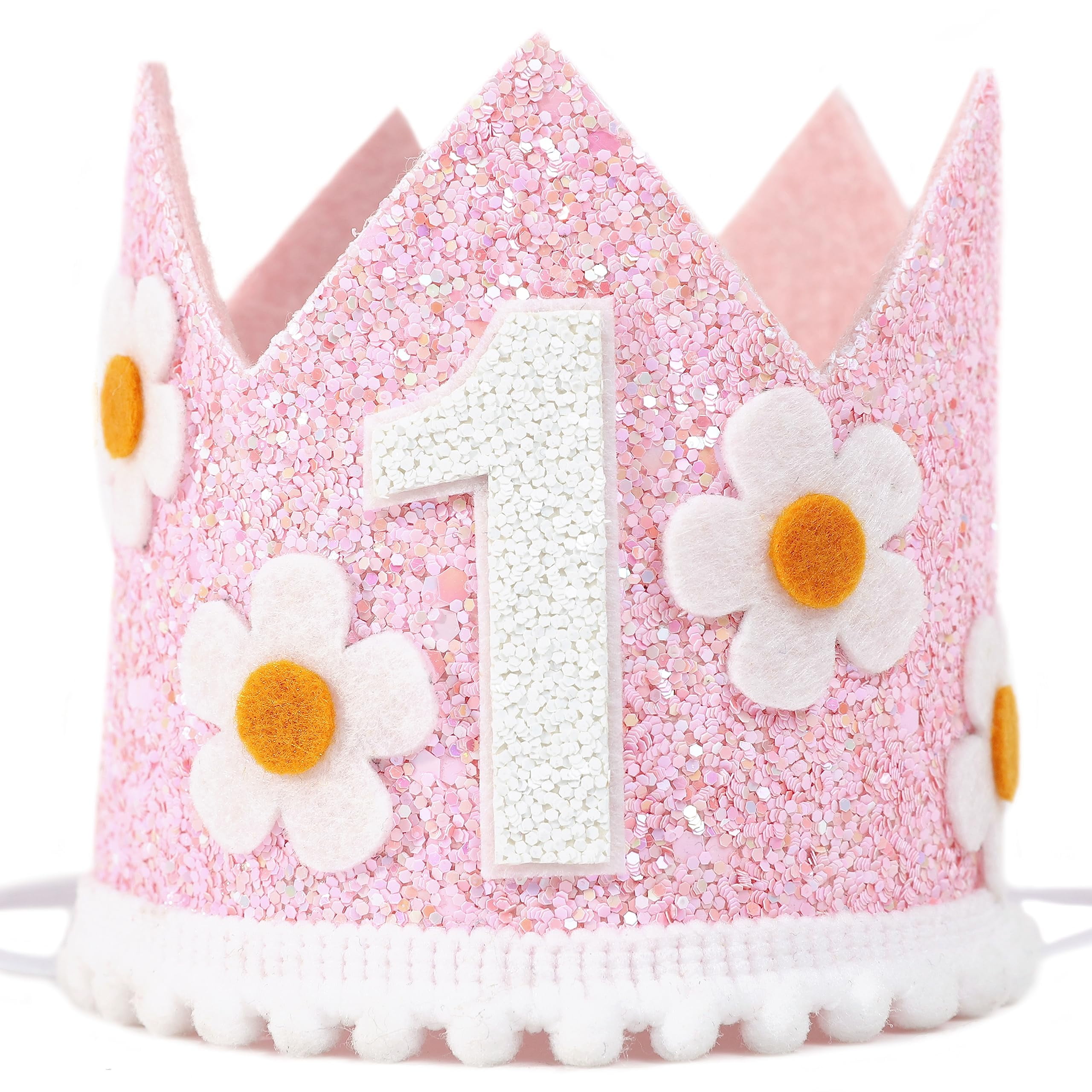 Pink Daisy Birthday Crown for Baby Kids - Pink Flower 1st Birthday ...