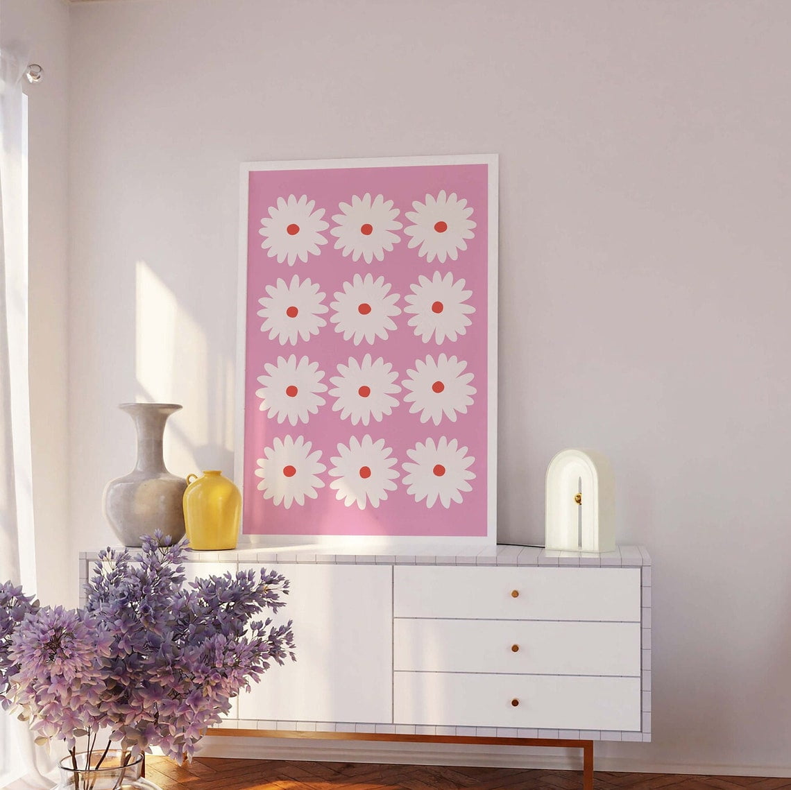 Pink Daisy Design2 Poster Flower Wall Art Daisies Floral Cute Trendy ...