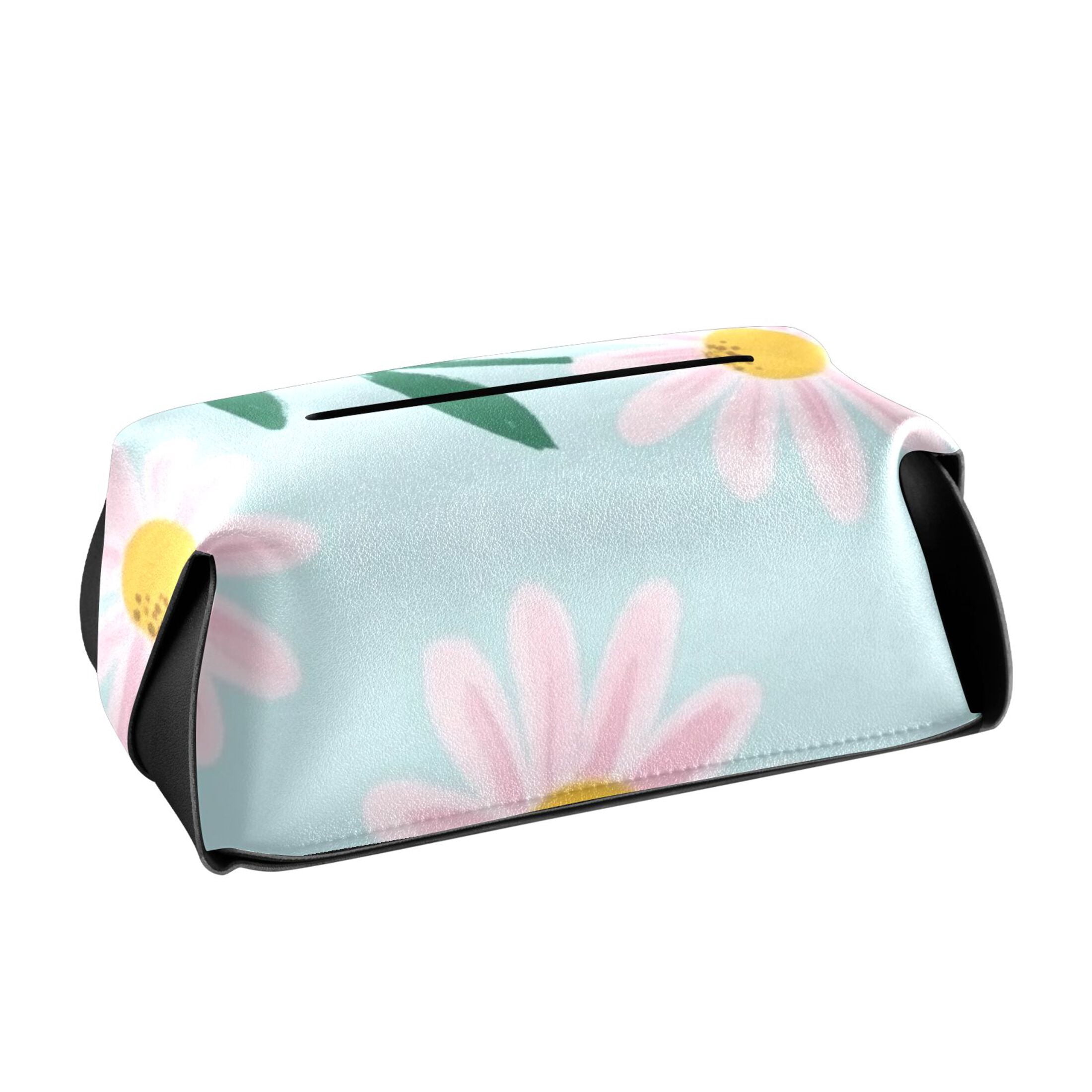Pink Daisy Illustration Drawing Tissue Box Cover Leather Square ...