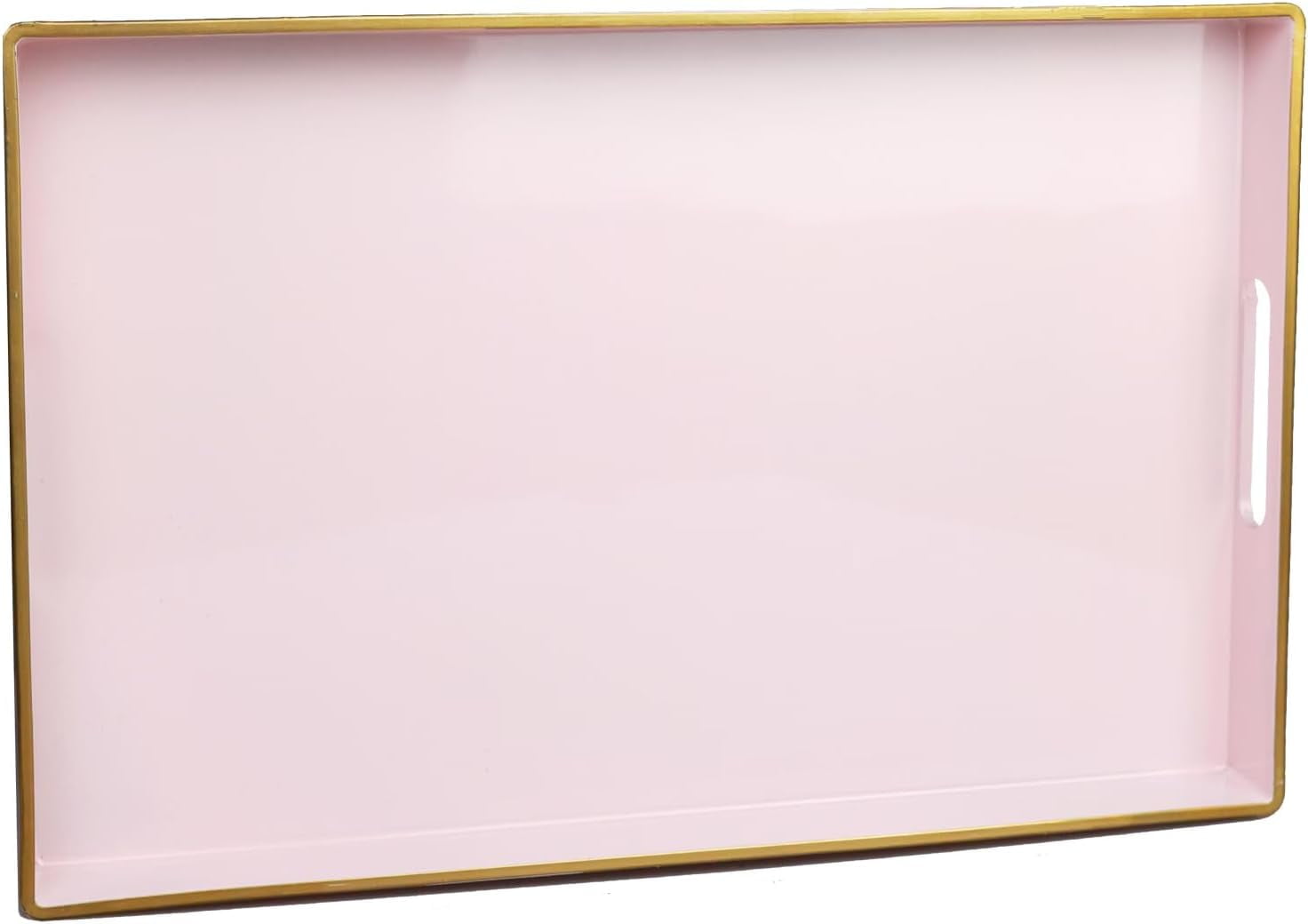 Pink Decorative Serving Tray with Handles, Elegant Plastic Coffee Table ...