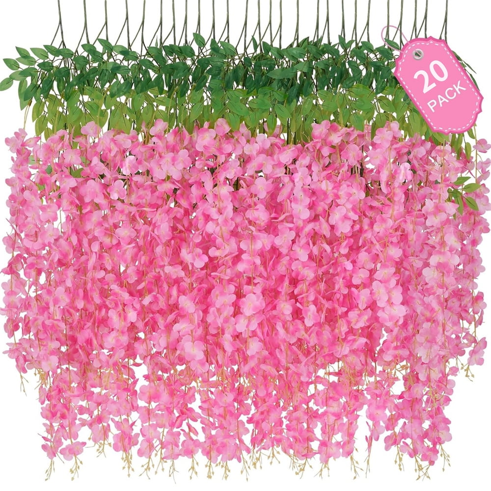 Pink Dense Artificial Wisteria Vine,20 Pcs Simulation Wisteria Flowers ...