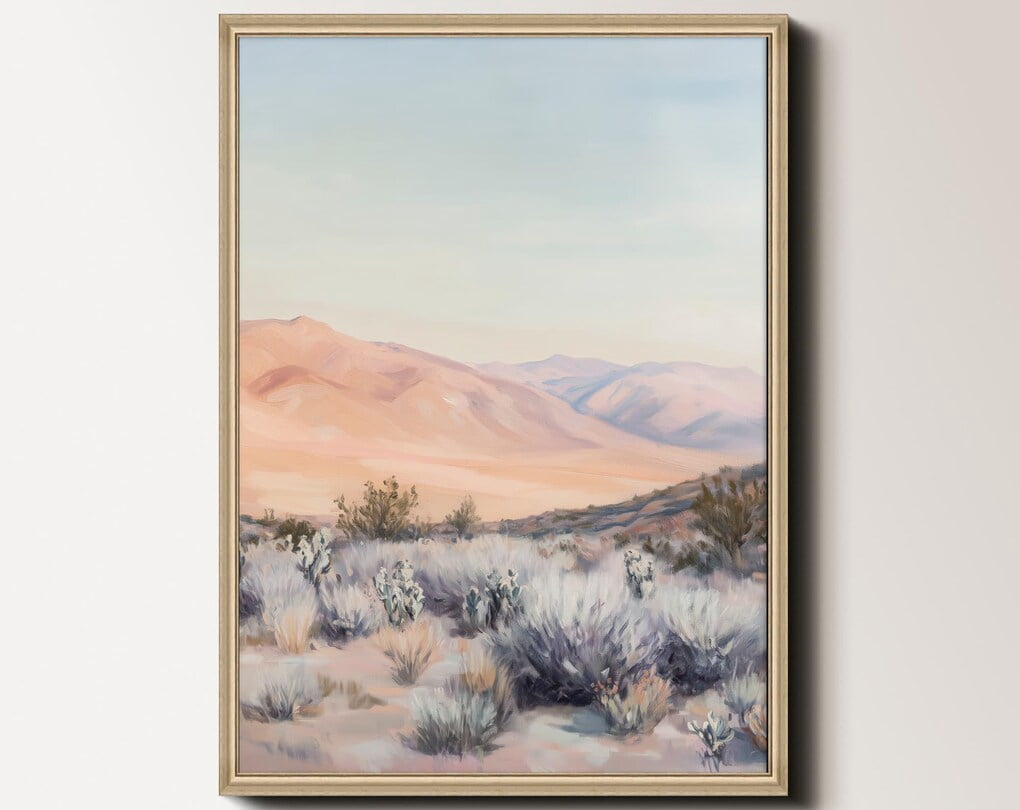 Pink Desert Landscape Art Desert Painting Arizona Print, Southwestern ...